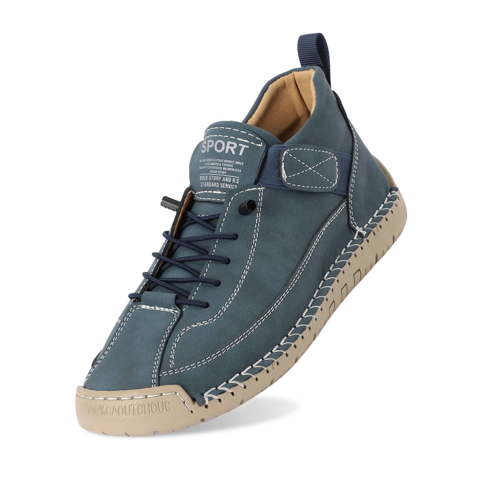 Yuanlong Women's Sneakers Synthetic Leather Hand Sewn Mid Top Lace Up ...