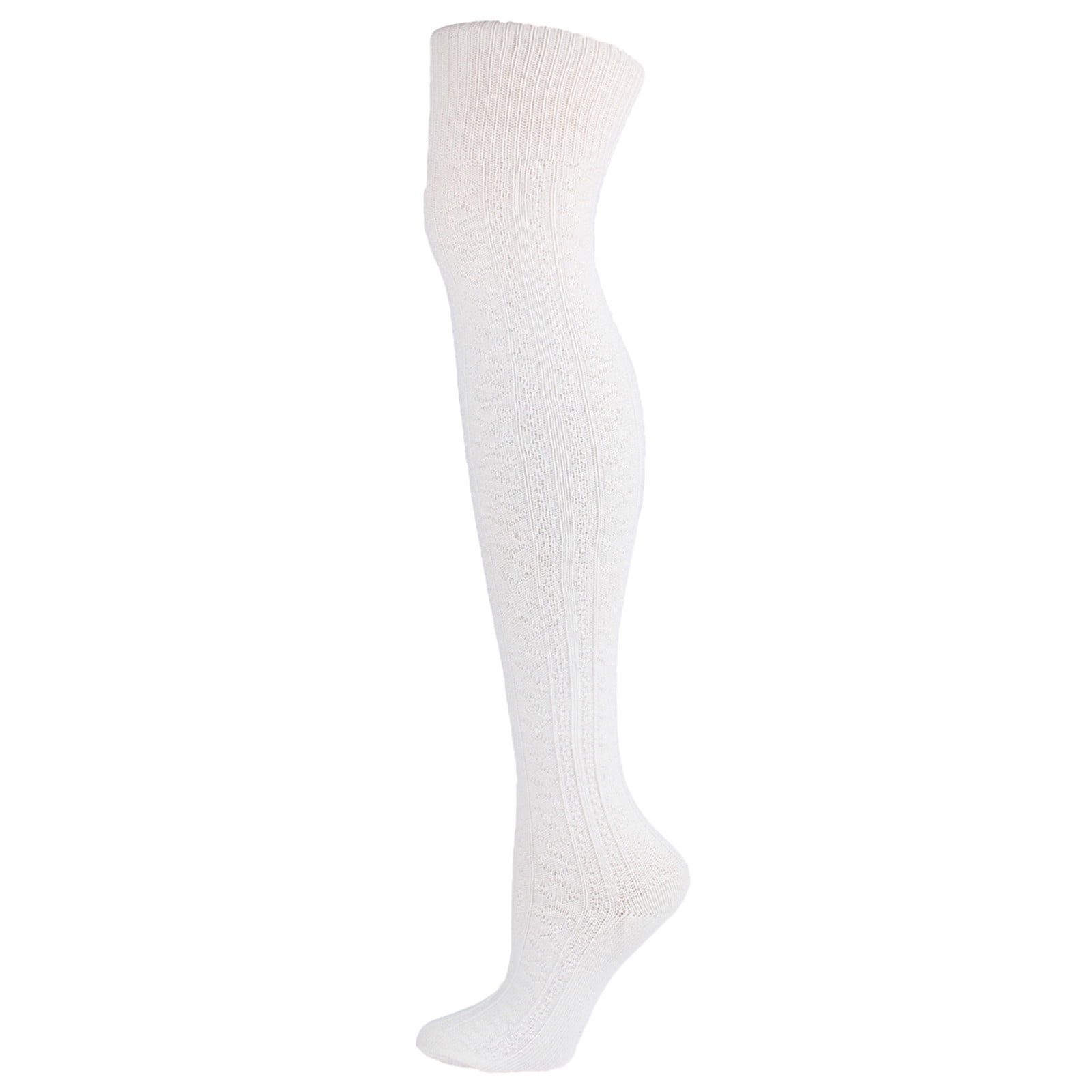 Yuanlong Womens Socks Plain Cable Knitted Thighs Over The Calf Knee ...
