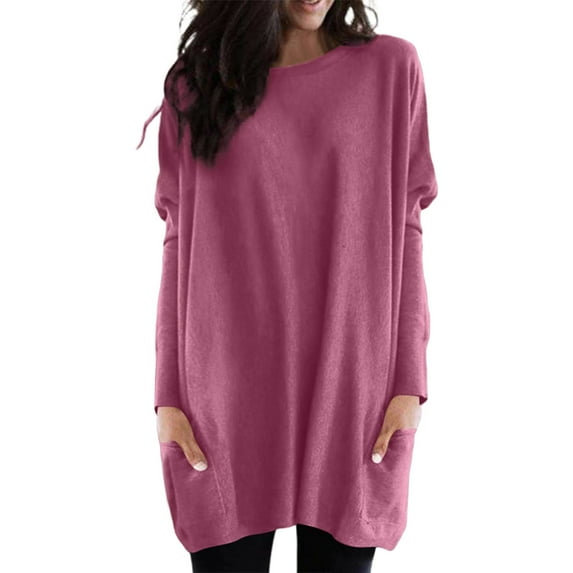 Yuanlong Womens T-Shirts Oversized Puff Sleeves Crewneck Pocket Solid ...