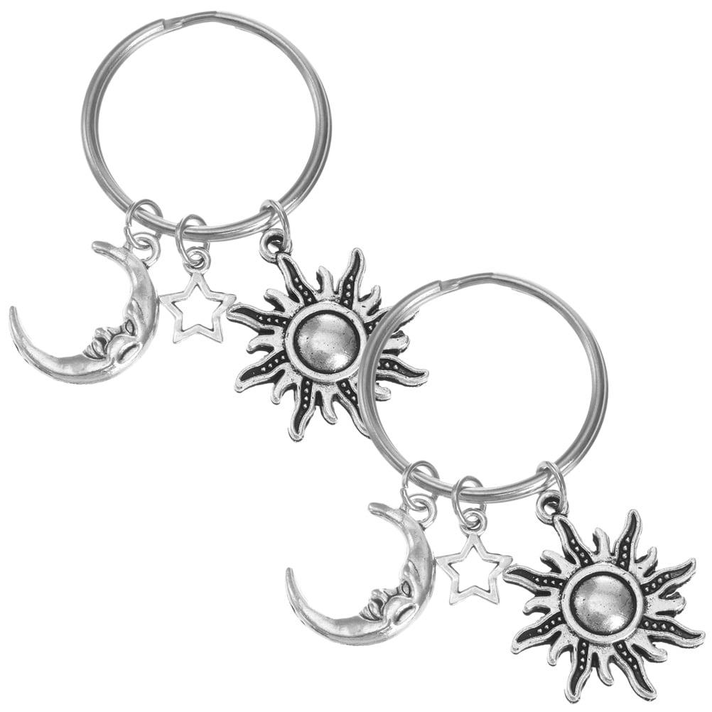 Yuanmiaoke 2Pcs Star Sun Shaped Keychains Stainless Steel Festival Key ...