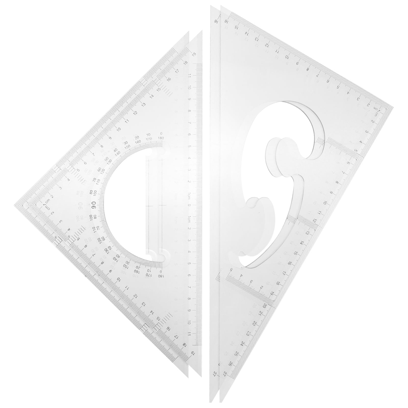 Yuanmiaoke 4Pcs Geometry Triangle Rulers Drawing Rulers Measurement ...