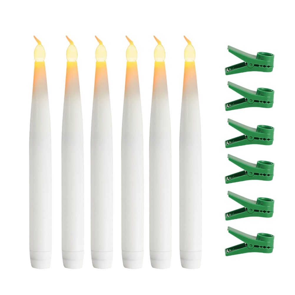 Yuanmiaoke 6Pcs Christmas LED Candles Long Pole Candles with Clip ...