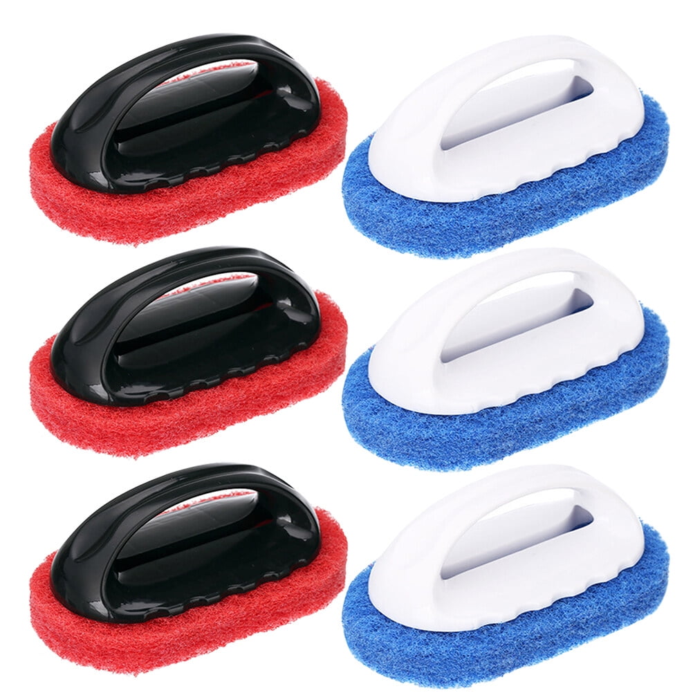 Yuanmiaoke 6pcs Scouring Pad Brush with Handle Cleaning Scrub Abrasive Pad Scrubbing Floor Tile ...