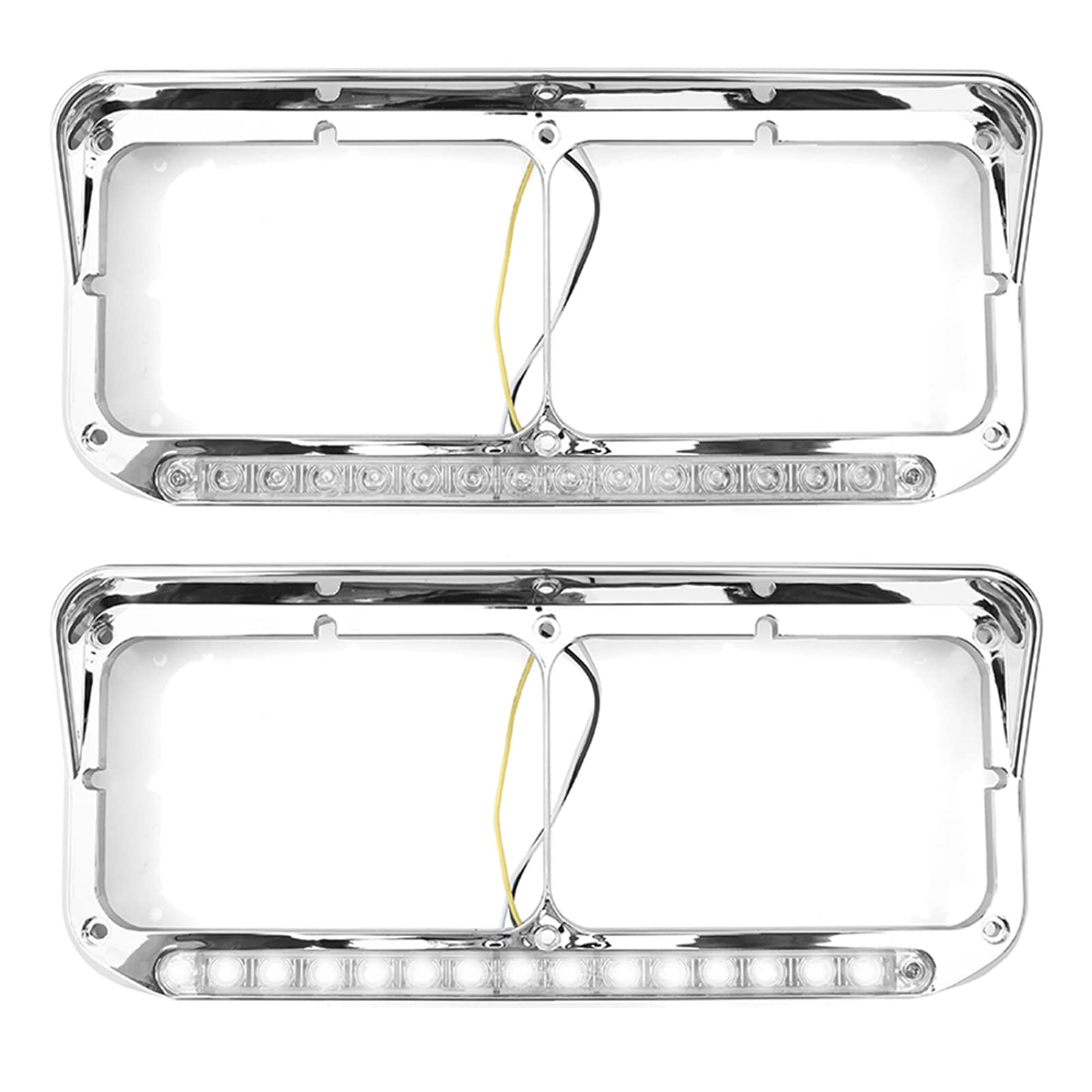 Yuanone 2Pcs Headlights Bezels Chrome 12" LED Light for Kenworth T400 ...