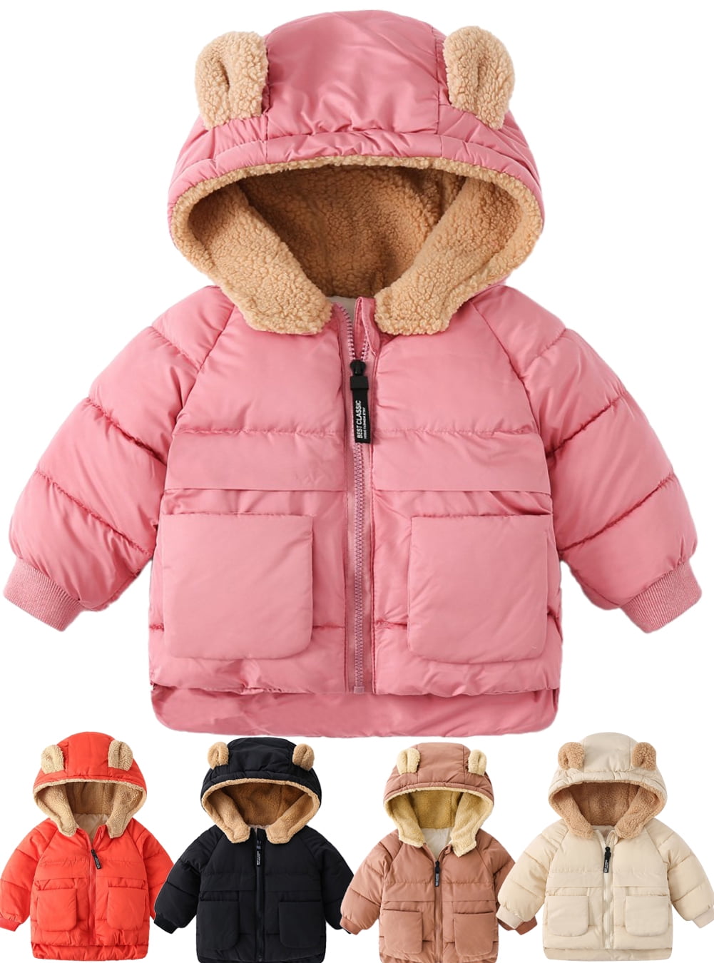 Yuanyu 1-6T Little Girl Boy Ear Hooded Puffer Coat Kid Thickness Snowsuit Jacket Outwear ...