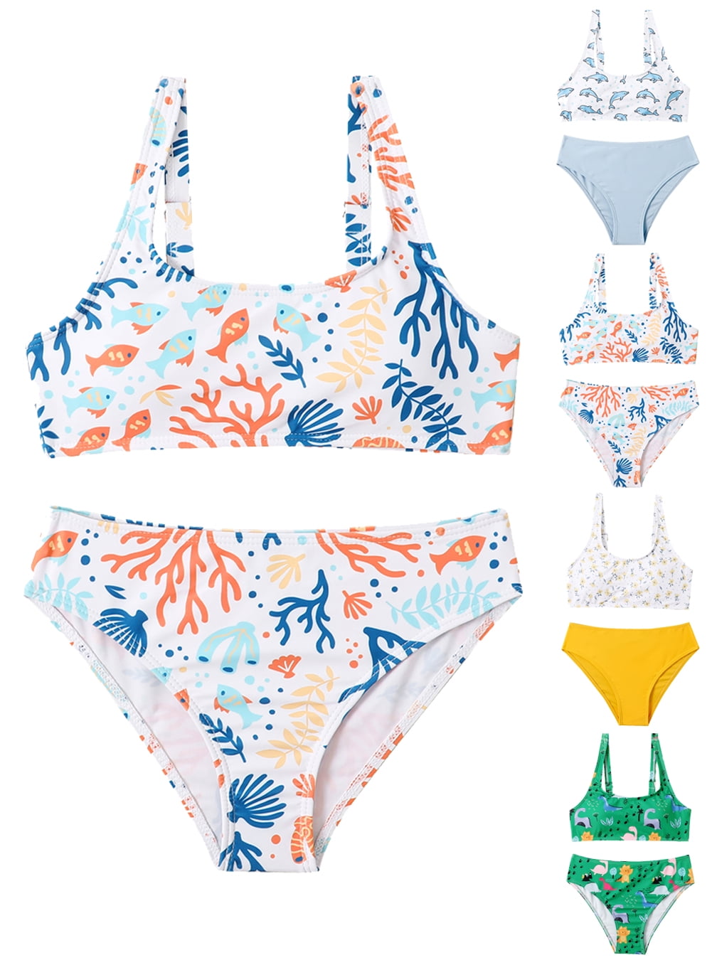 Yuanyu Girls 2Pcs Bikini Beach Swimsuits Child Tankini Set Summer ...