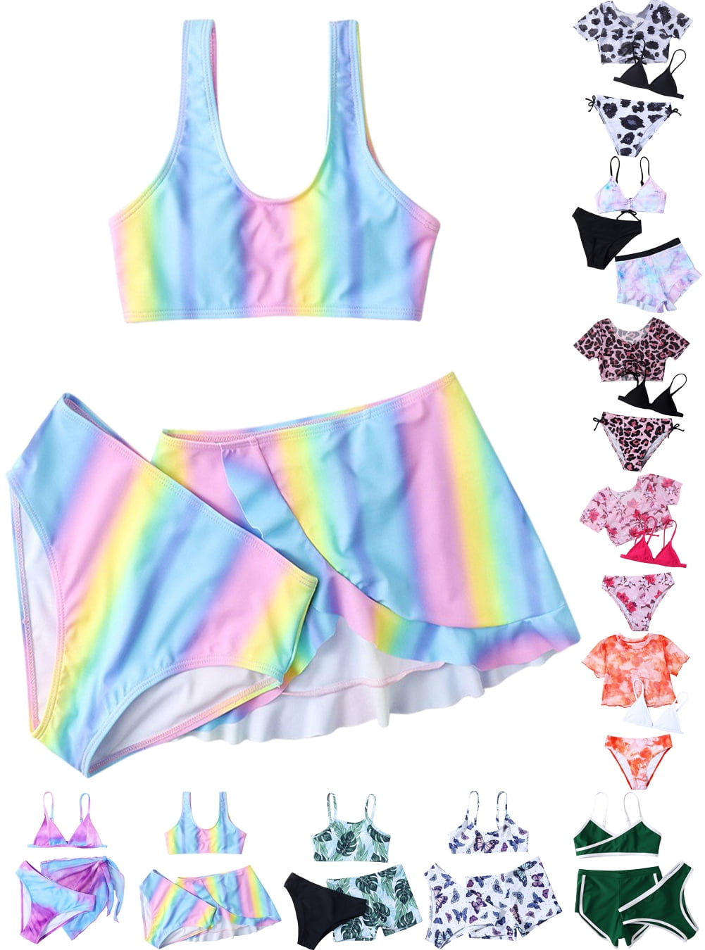 Yuanyu Kids Girl 3 Pack Bikini Set Swimwear Bathing Suit Beach Swimsuit 7-13 Years - Walmart.com