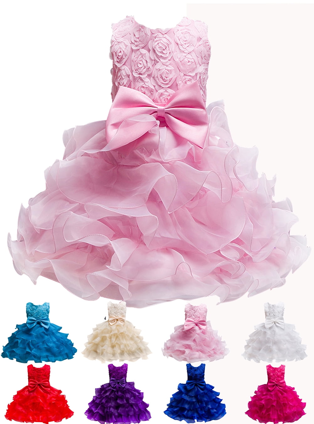 Yuanyu Kids Girl Princess Pageant Dresses 3D Flower Tutu Holiday Party Wedding Prom Ball Gown ...