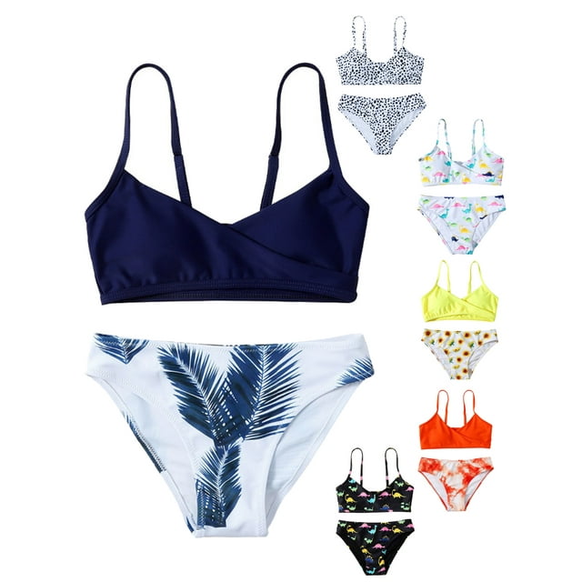 Yuanyu Little Girls Bikini Swimwear 2PC Bathing Suit Kids Big Girls ...