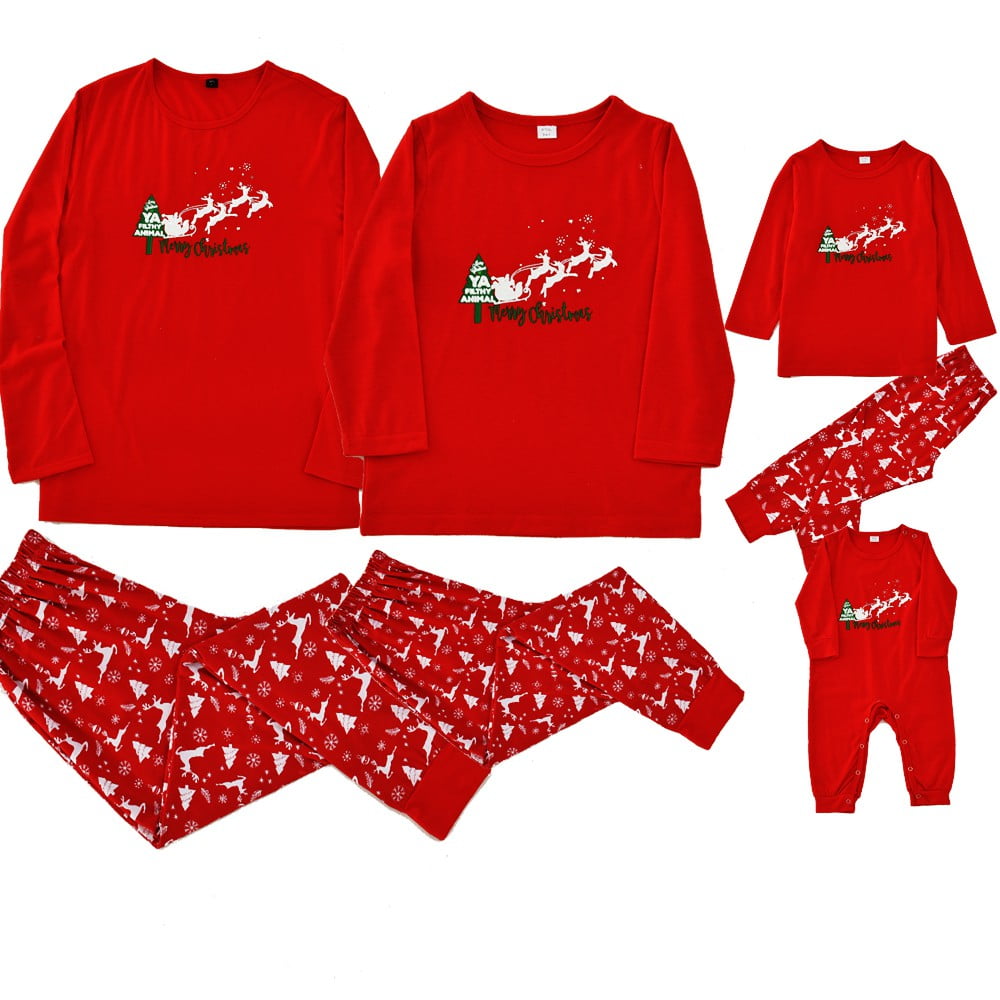 Yuanyu Matching Family Pajamas Sets Christmas PJ's Long Sleeve Tee and ...