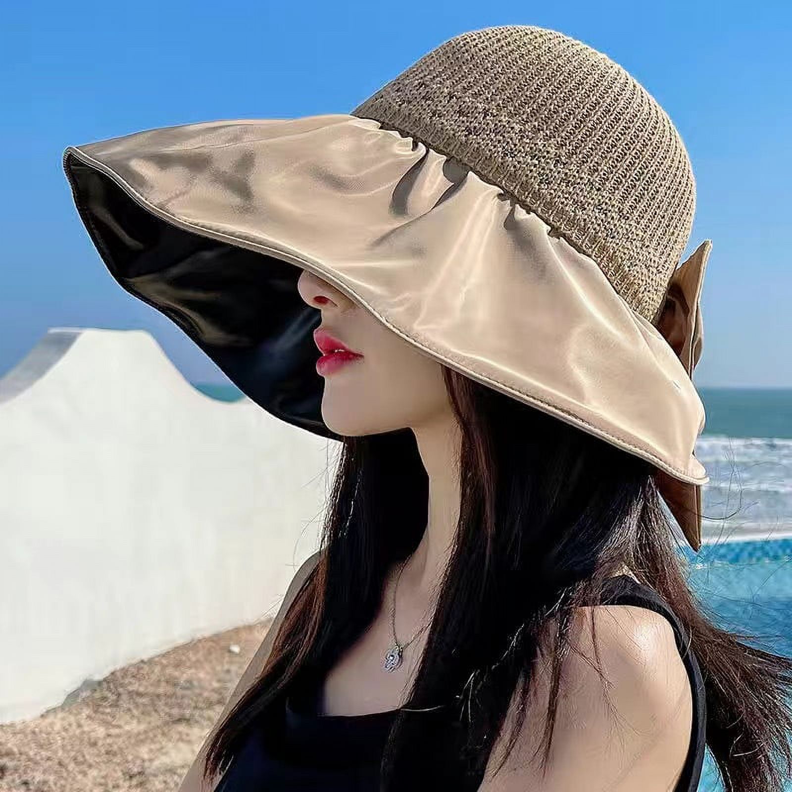 Yuanzhou Summer Black Rubber Bow Sunshade Hat, Children's Hollowed Out ...