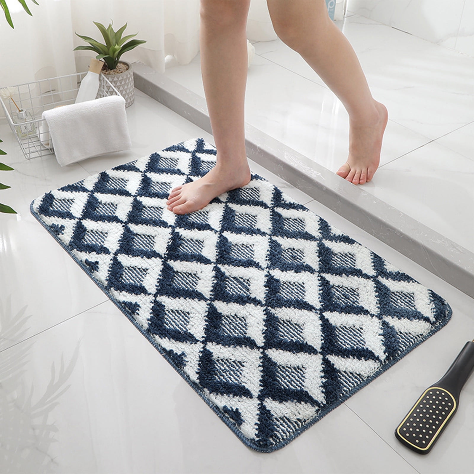 Yuanzi Bathroom Rug, Soft Polyester Mat, Non-Slip Rubber Backing ...