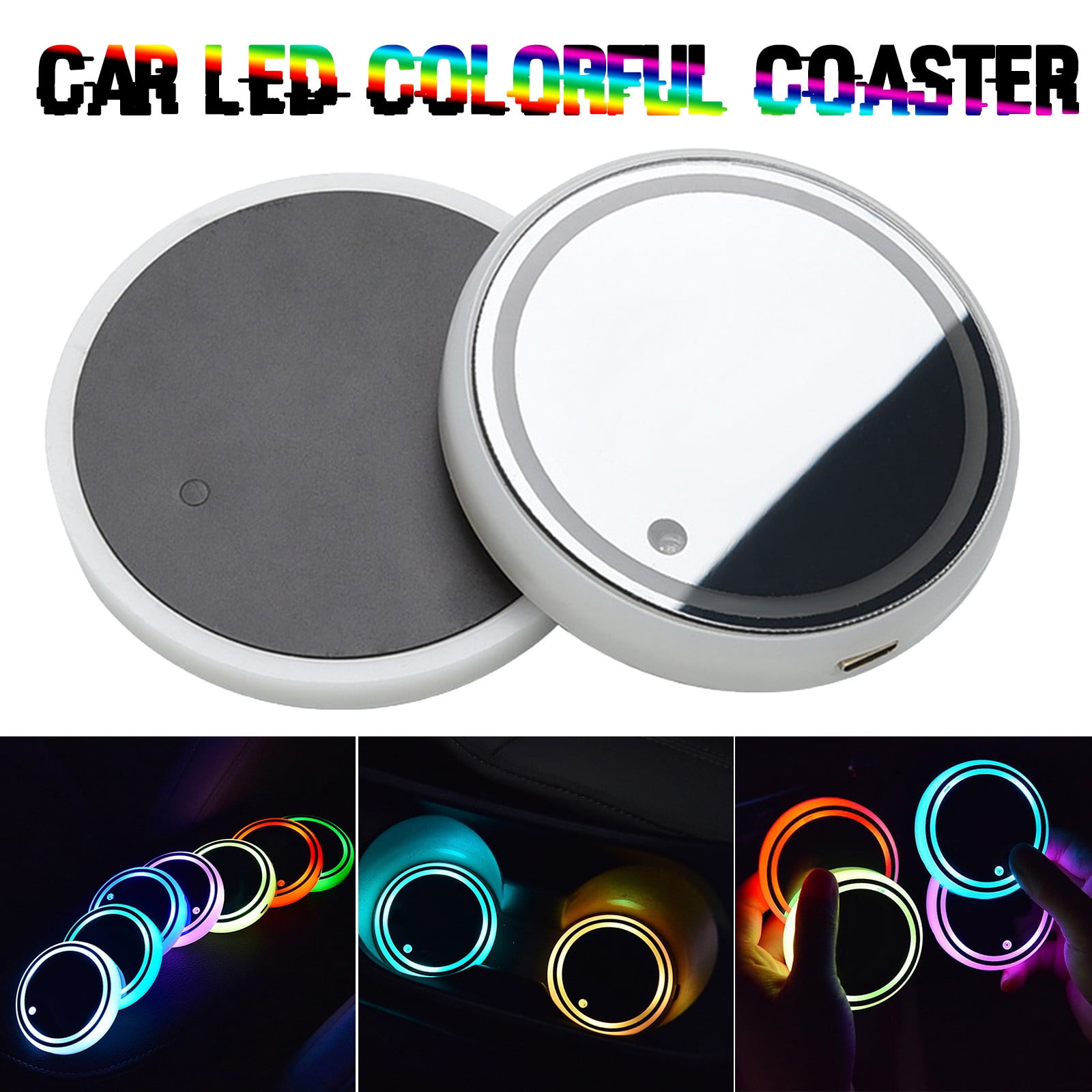 Yuanzi Colorful Car LED Cup Anti-Slip Mat, Intelligent Sensor Light ...