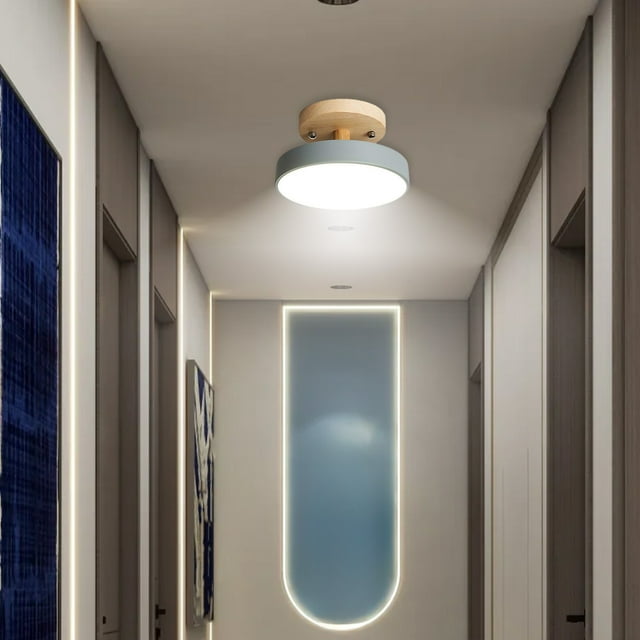 Yuanzi Gray Wooden Corridor Light, Rust-Resistant Iron Hallway Fixture ...