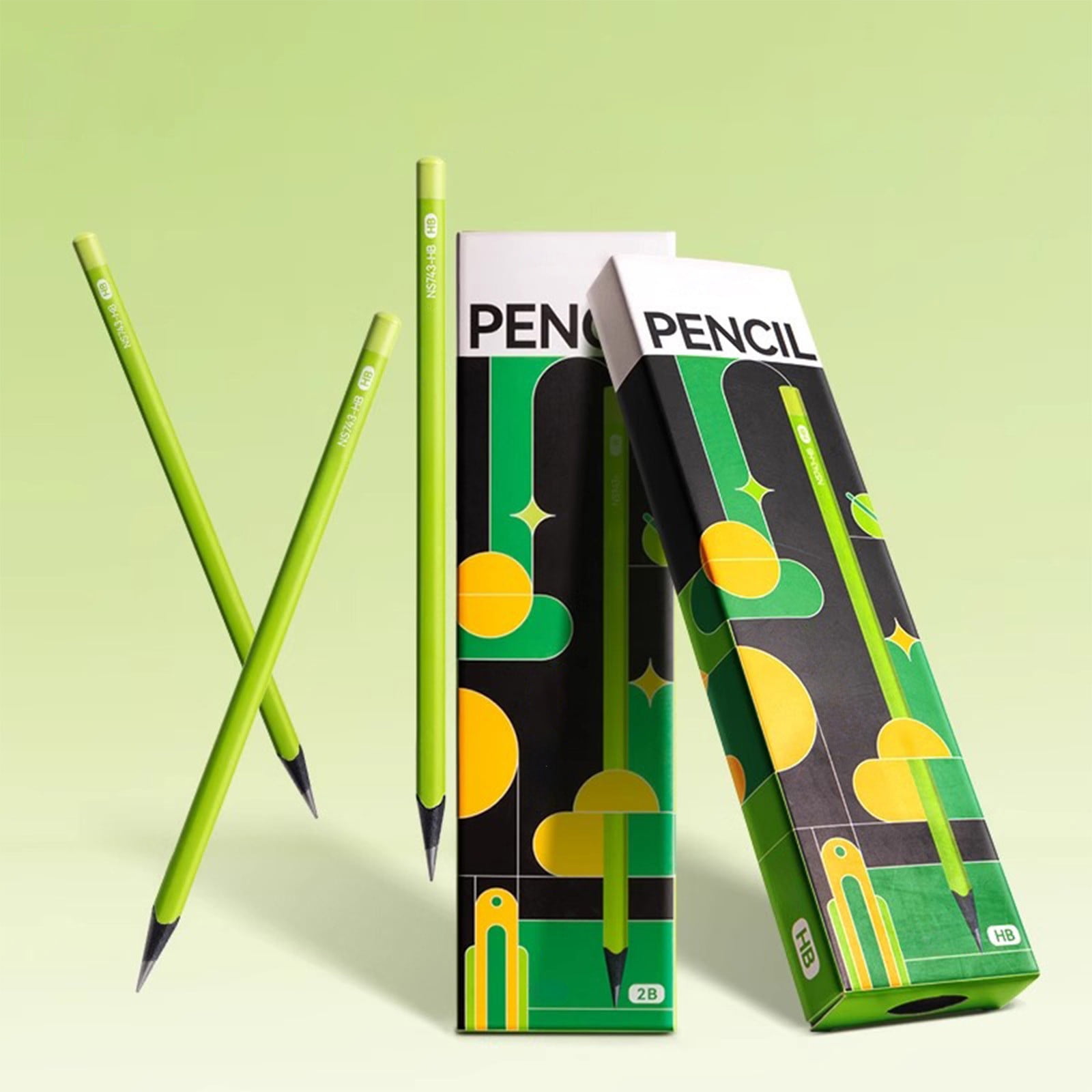 Yuanzi Green Pencils Set, H B and 2B Pencils, Durable Wooden Pencil ...
