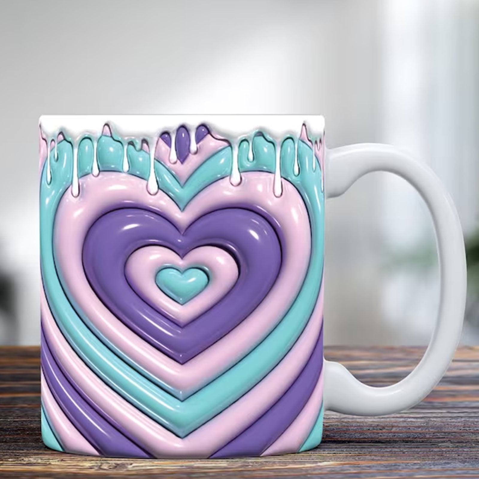 Yuanzi Heart Ceramic Mug, Visuals Effects Cup, Full Wrap Artwork ...