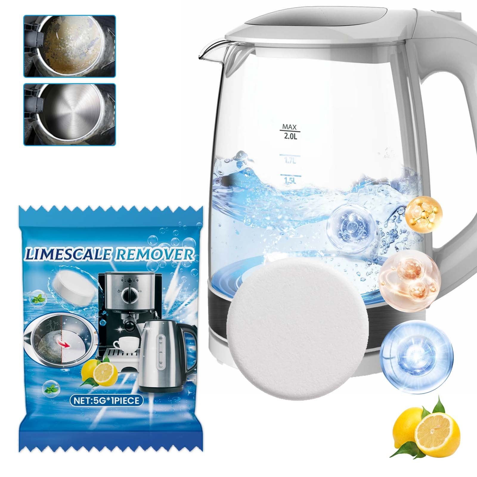 Yuanzi Limescale Cleaning Tablets for Kettle & Coffee Maker - Fast ...