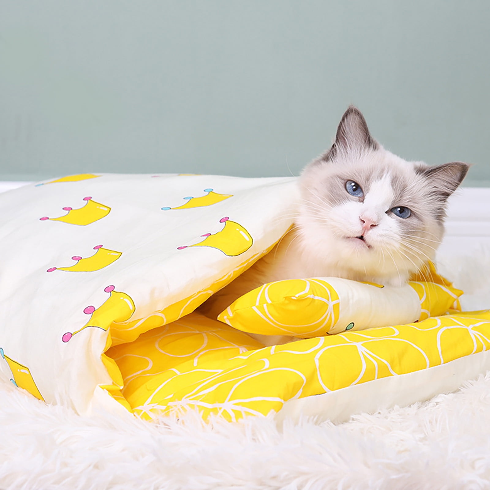 Yuanzi Pet Bed, Soft Round Cat Dog Mat, Self-Warming Fleece Bed ...