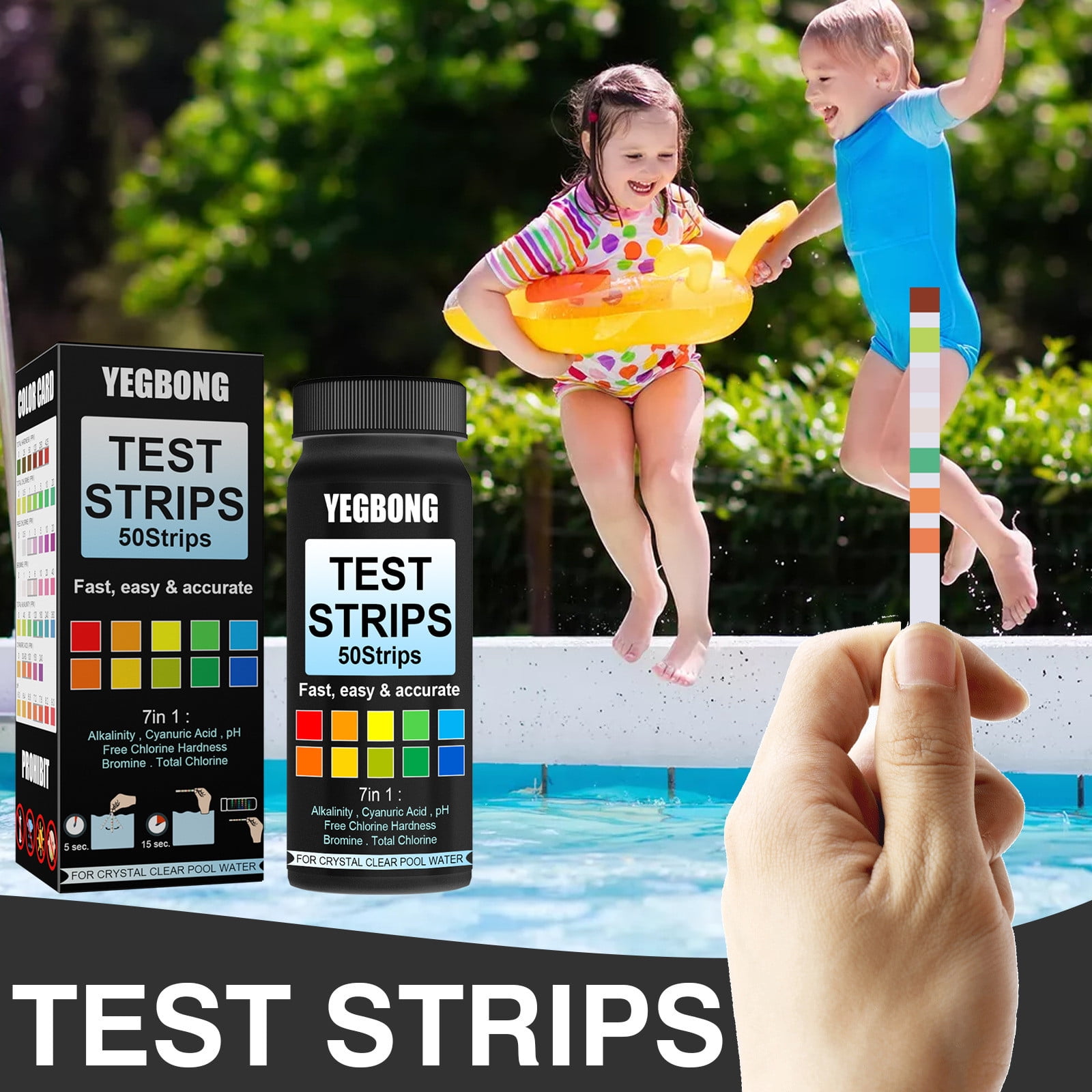 Yuanzi Pool Water Test Strips Kit | 50 Accurate pH Testing Strips | For ...