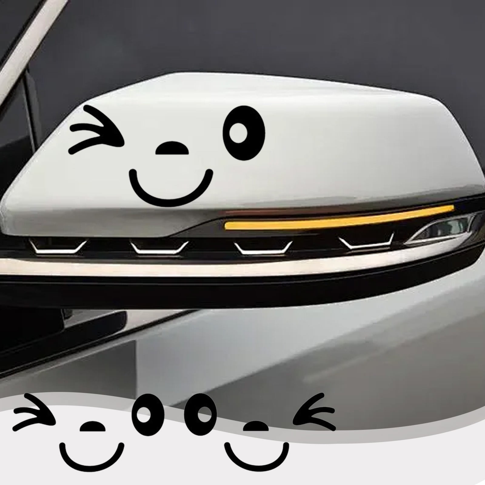 Yuanzi Smiling Face Car Sticker - 2-Pack Waterproof Decals for Rearview ...
