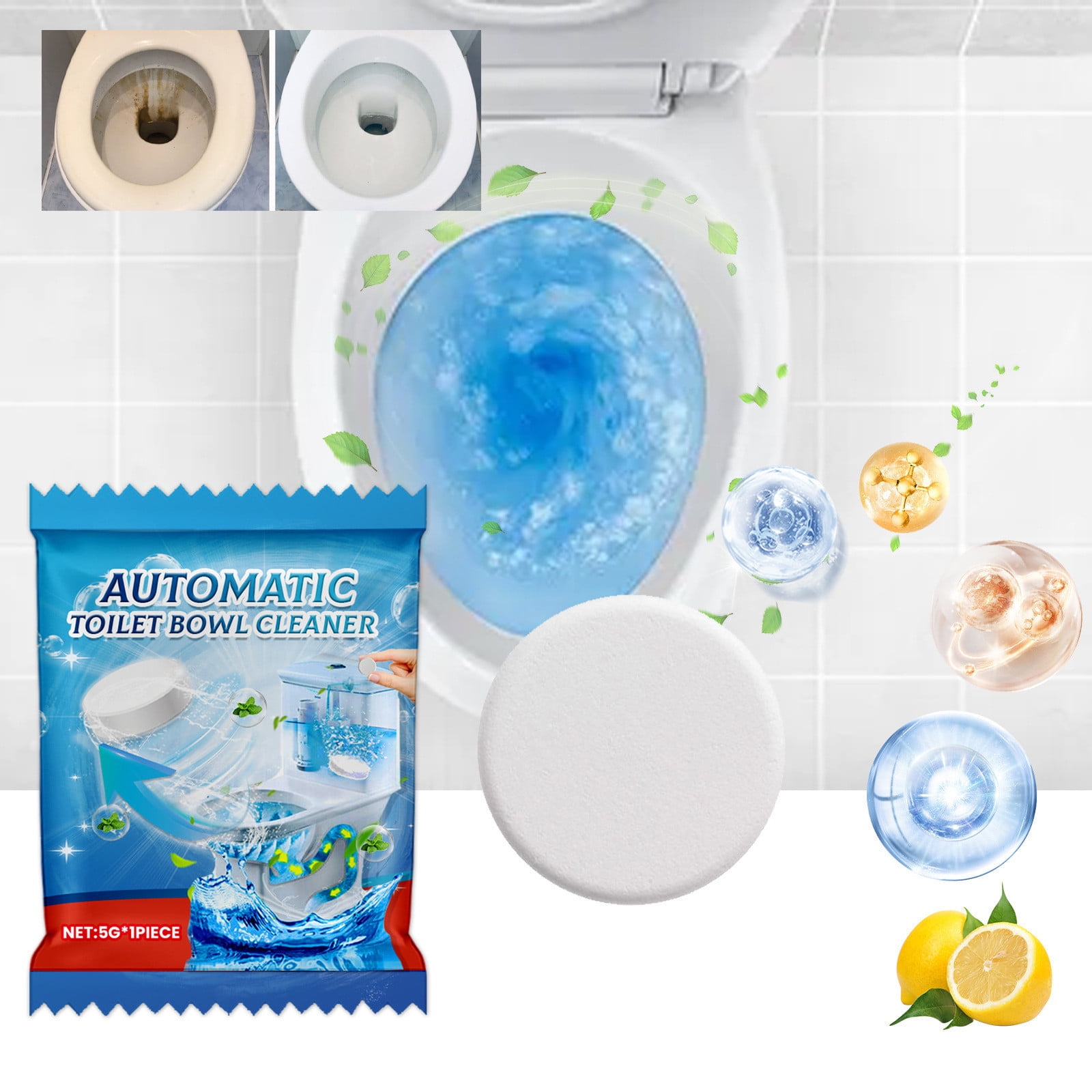 Yuanzi Toilet Cleaning Tablets - 5g Bathroom Descaler & Odor Remover ...