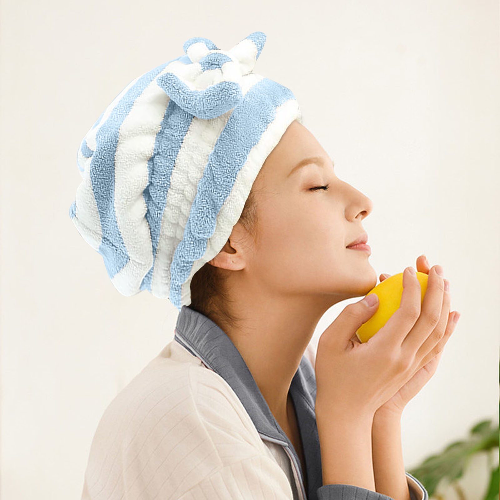 Yuanzi Velvet Bow Tie Hair Dryer Cap | Microfiber Absorbent Drying Head ...