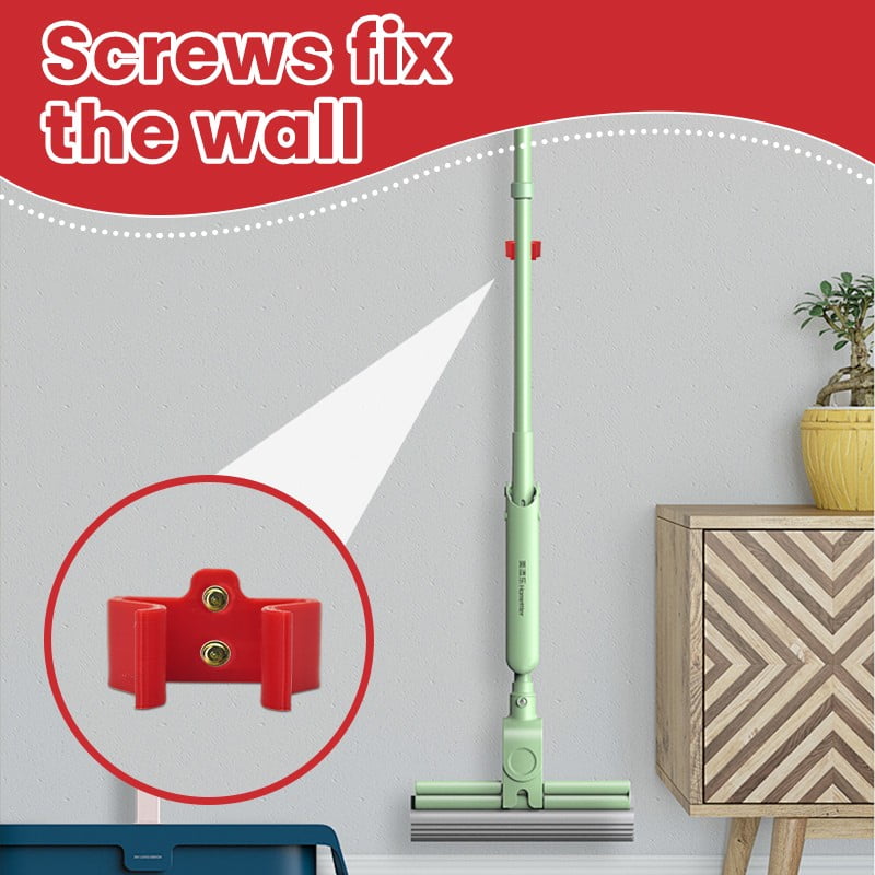 Yuanzi Wall-Mounted Broom & Mop Holder - Heavy-Duty Plastic Organizer ...