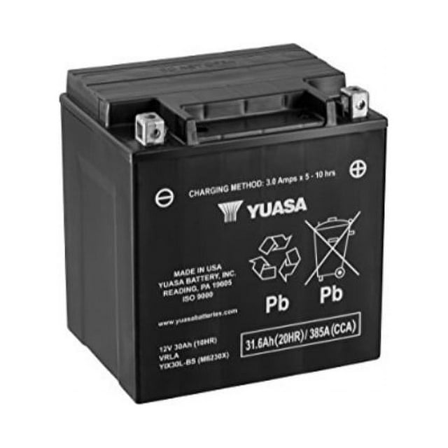 Yuasa YUAM6230X YIX30L-BS AGM Battery - 12V, 30Ah, 385 CCA, High ...