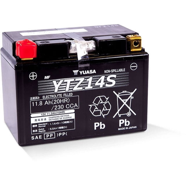 Yuasa YTZ14S Motorcycle Battery - Honda Size, High Performance ...