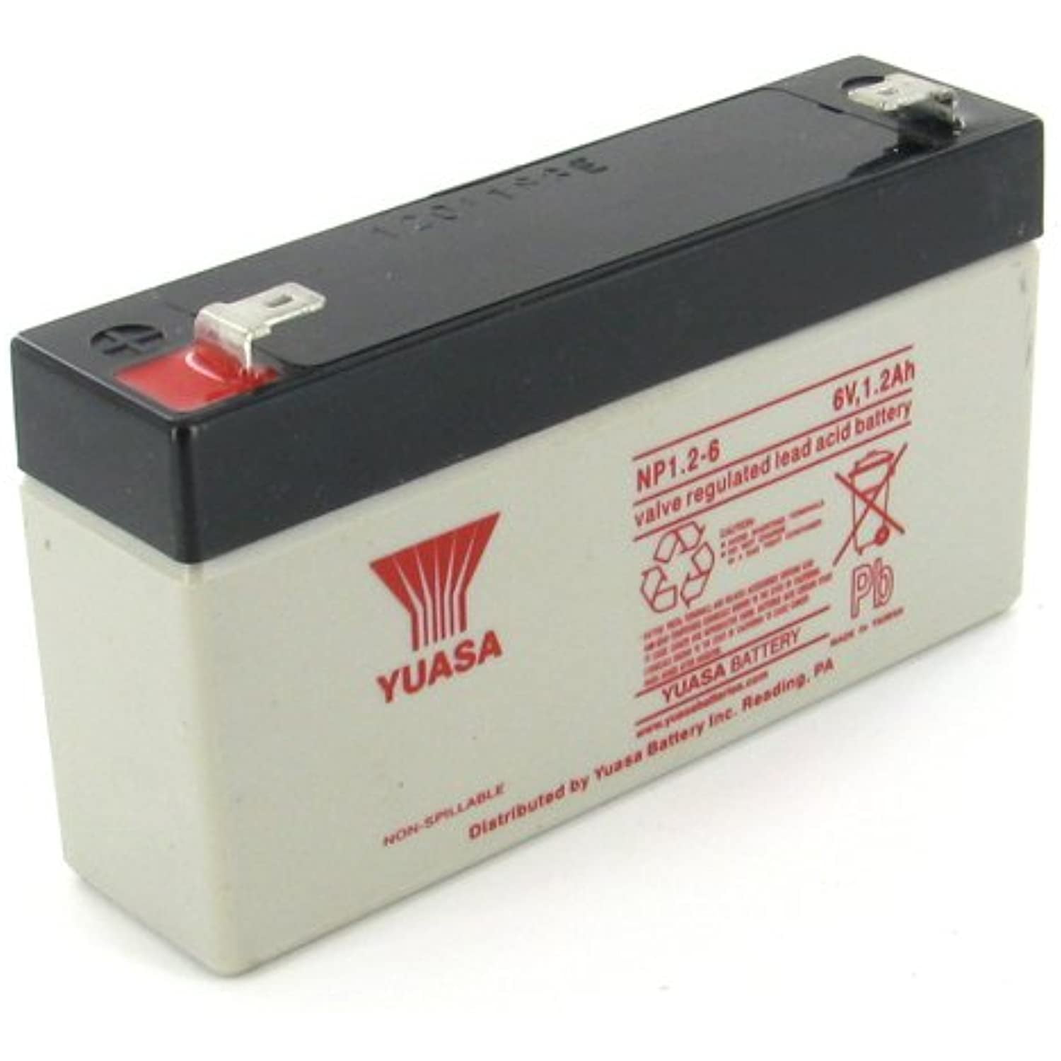 Yuasa NP1.2-6 6V/1.2AH Sealed Lead Acid Battery with F1 Terminal ...