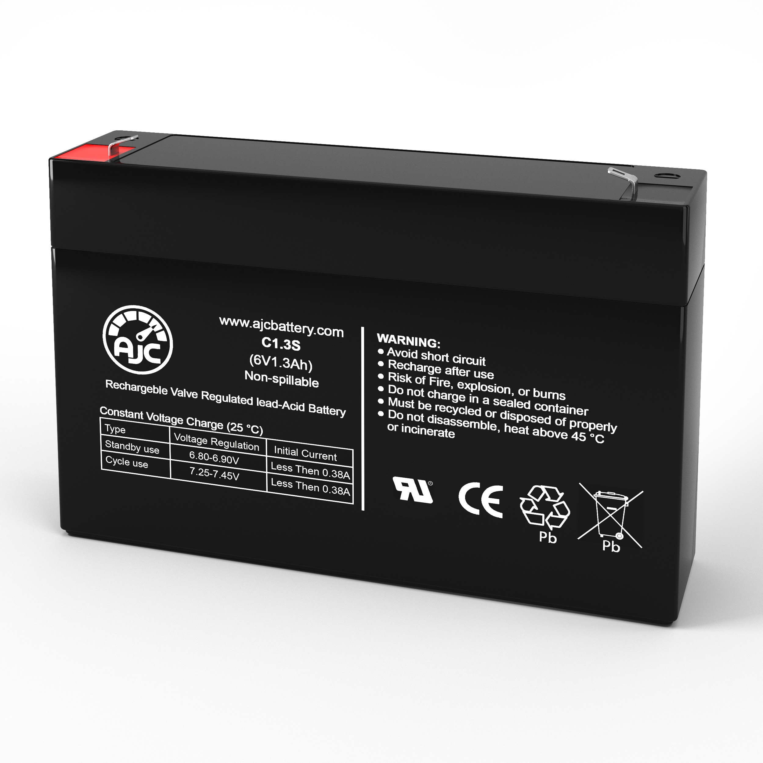 Yuasa NP1.2-6 6V 1.3Ah Sealed Lead Acid Battery - This Is an AJC Brand ...