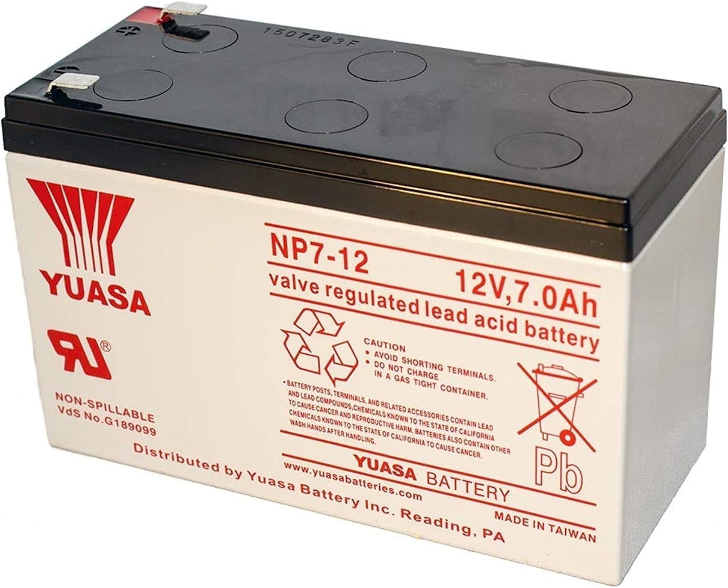 Yuasa NP7-12 12V/7Ah Sealed Lead Acid Battery with F1 Terminal - Walmart.com