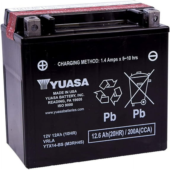 Yuasa YTX14-BS Maintenance Free Battery with Acid Pack - Walmart.com