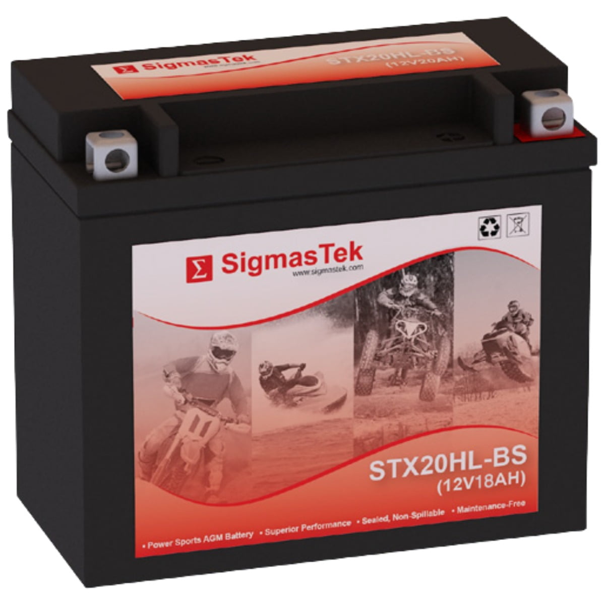 Yuasa YTX20HL-BS Battery Replacement by SigmasTek STX20HL-BS 12V 18AH ...
