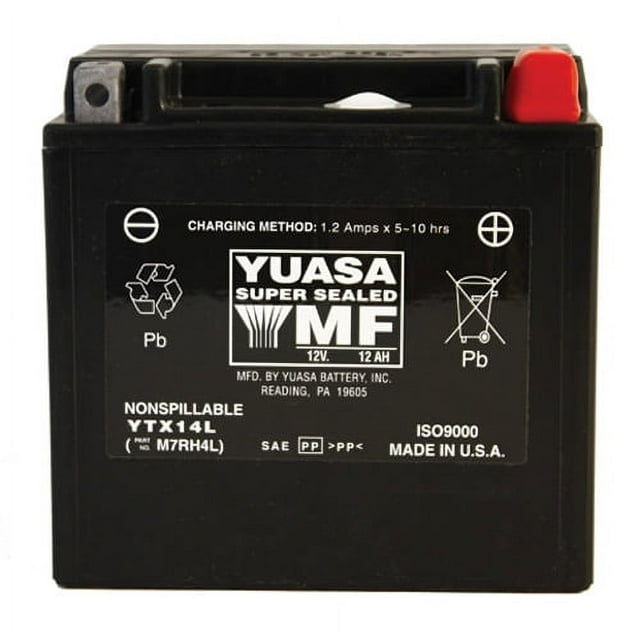 Yuasa YTX14L AGM Motorcycle Battery, 12V, Maintenance Free, Factory ...