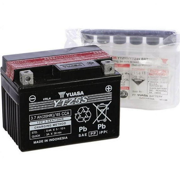 Yuasa YTZ5S Maintenance Free Battery with Advanced Lead-Calcium Technology for High Power Bikes ...
