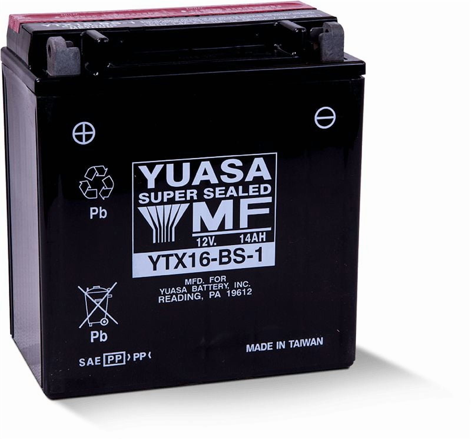 Yuasa Motorcycle AGM YTX16-BS-1 Maintenance Free 12 V Battery - Walmart.com