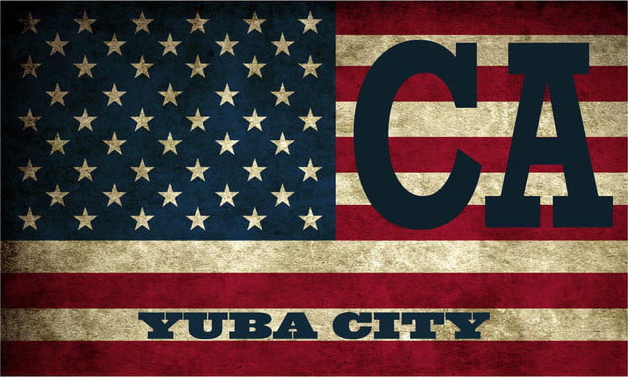 Yuba City CA California Sutter County Vintage US Flag Decal Bumper ...