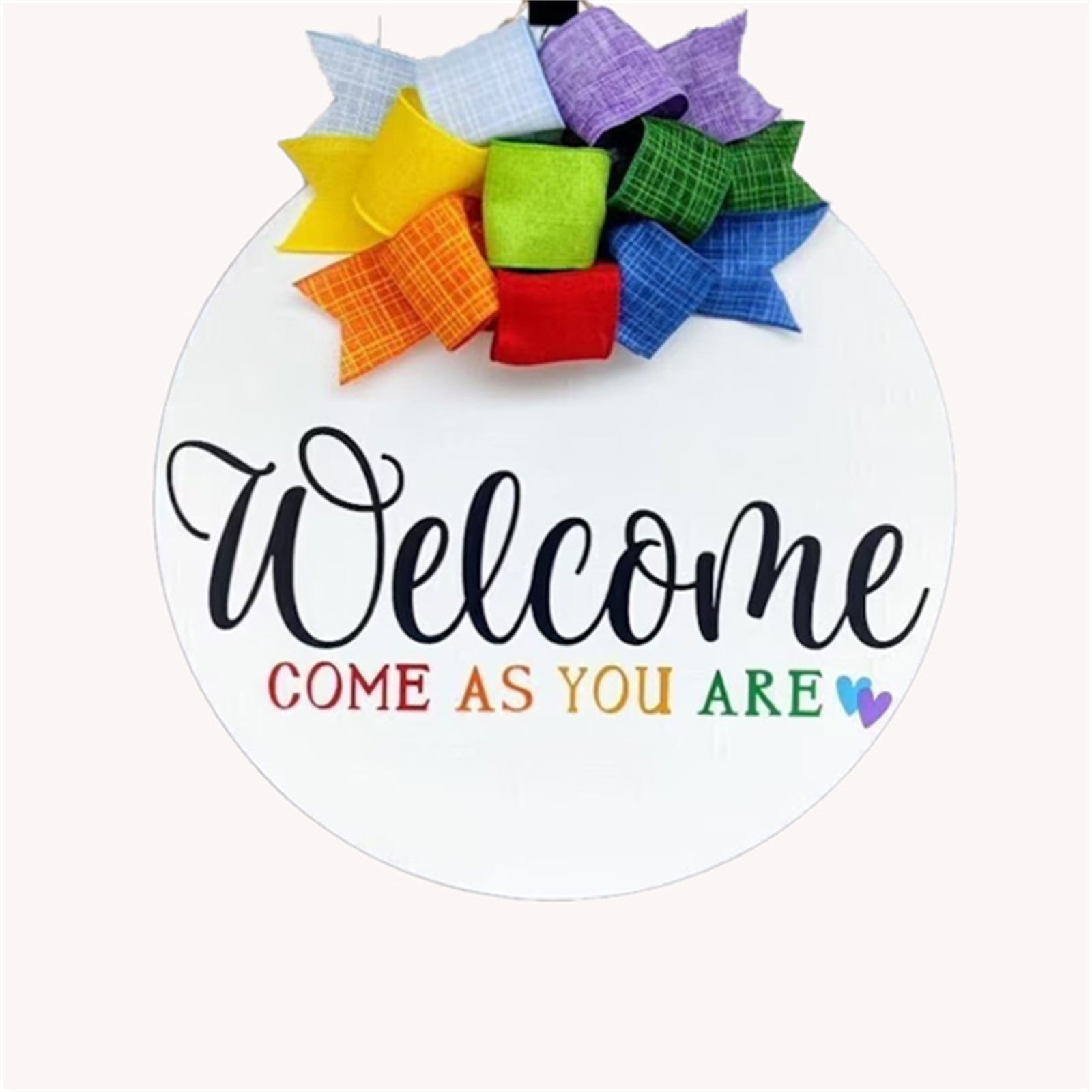 Yubatuo Everyone is Welcome Here Door Sign Rainbow Silks Door Hanger ...