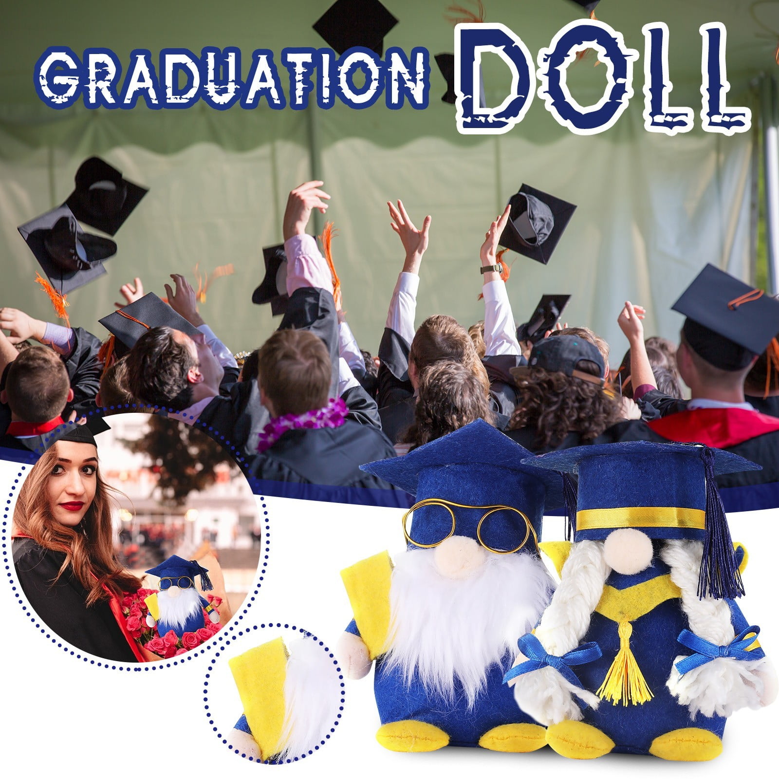 Yubatuo Graduation Decorations Class of 2024 Gnomes Plush Dwarf Doll ...