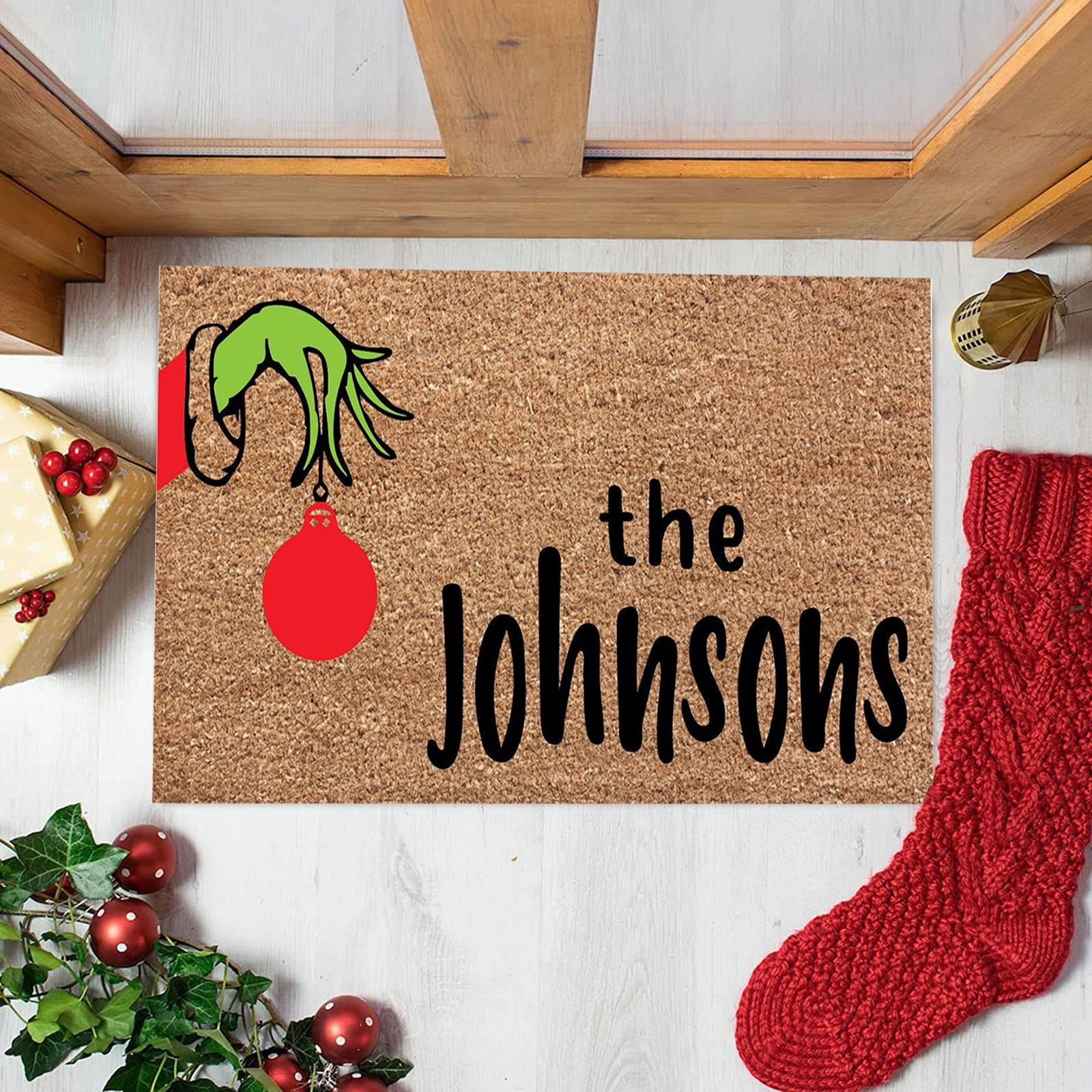 Yubatuo Green Monster Christmas Grinch Decorations Mat Christmas ...