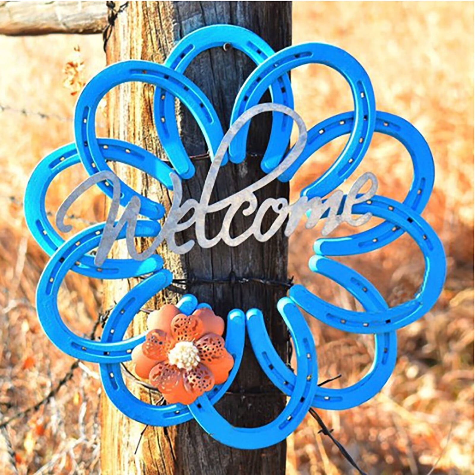 Yubatuo Metal Welcome Sign for Front Door - Large 11.8 inch Blue Wall ...