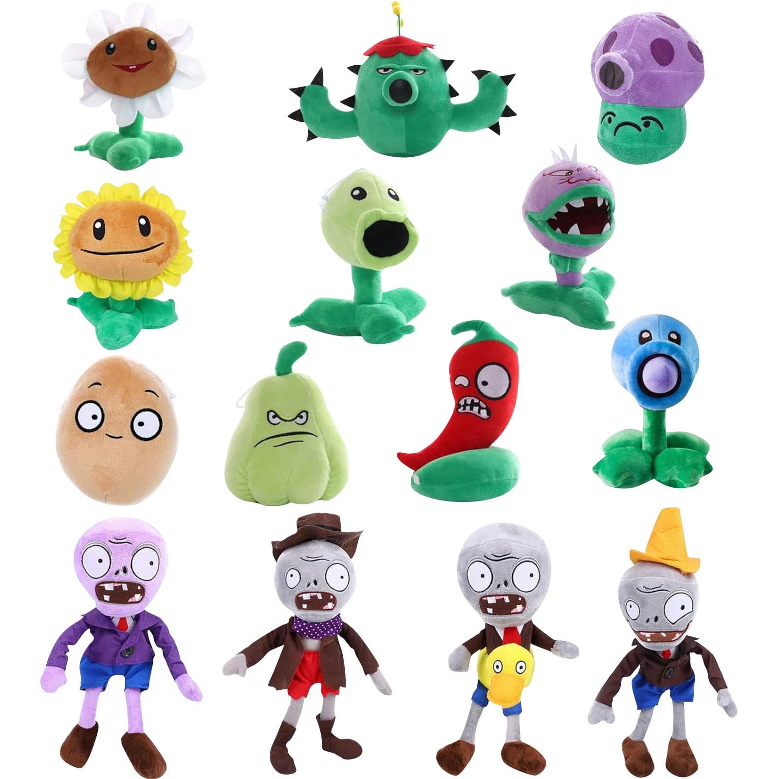 Yubatuo Plants vs Zombies Plush Toy, 14PCS PVZ Stuffed Figure Doll for ...