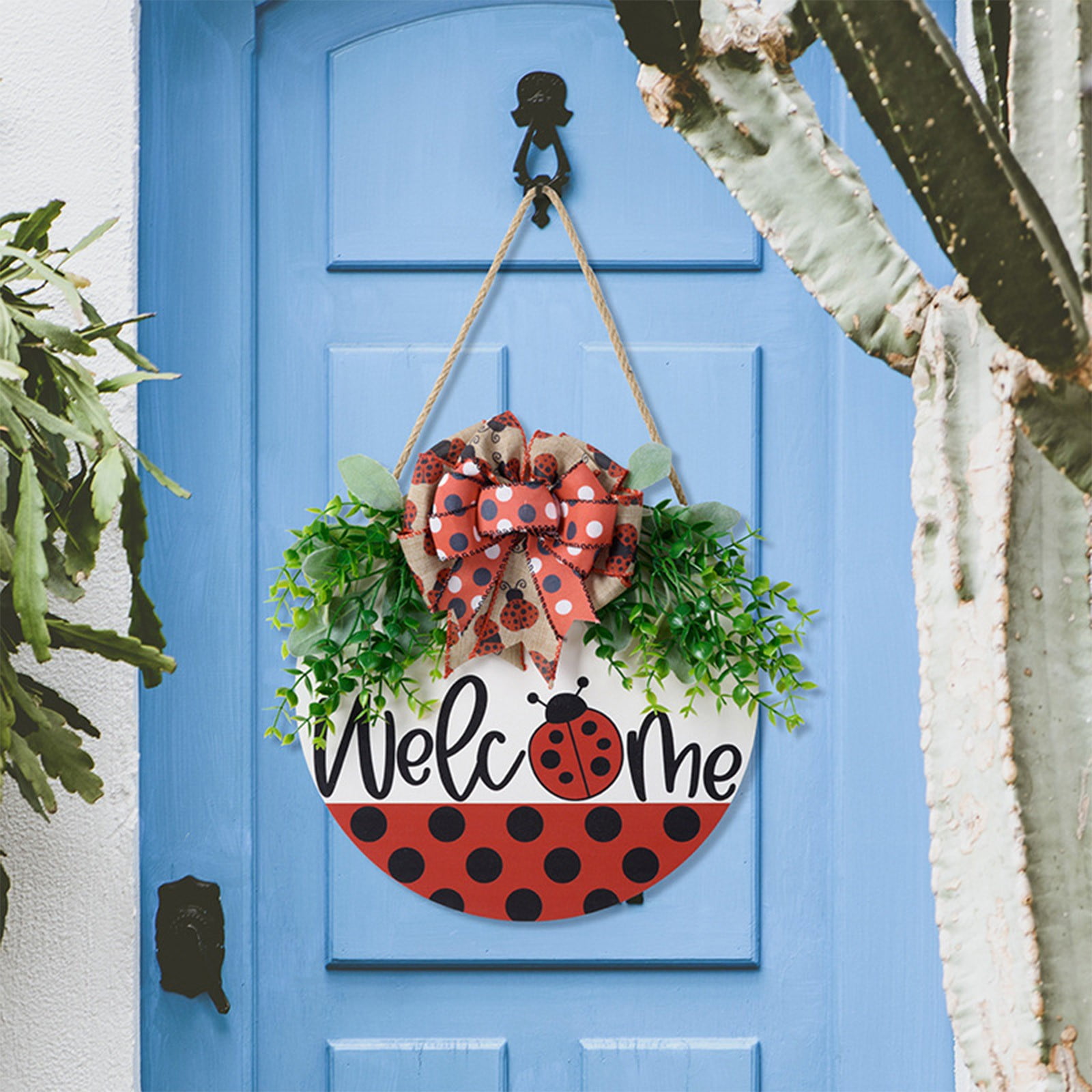 Yubatuo Welcome Sign Front for Door Decoration, Ladybug Style 14 in ...