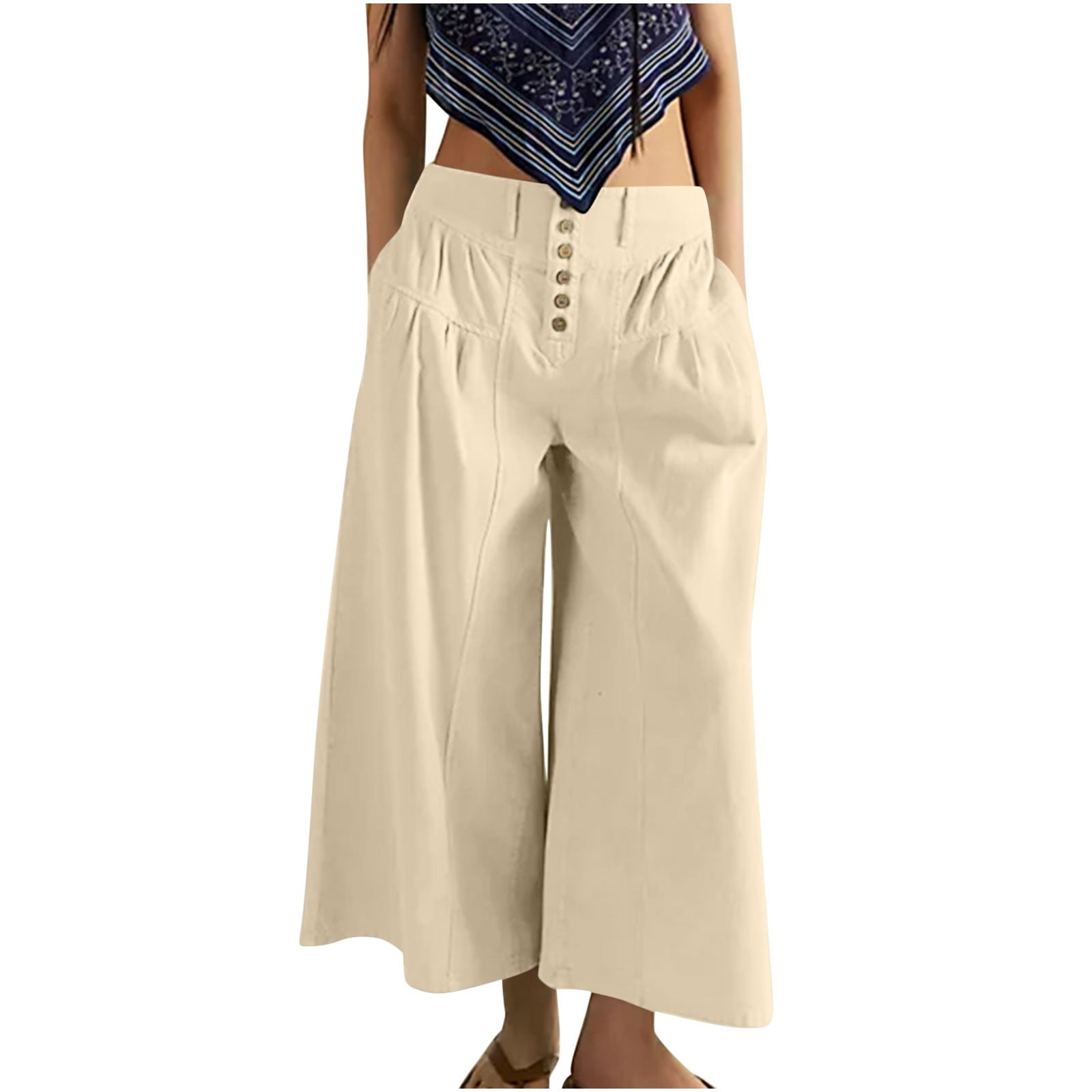 Yubnlvae Baggy Flare Jeans - Elastic Waist Wide Leg Denim Culotte Pants ...