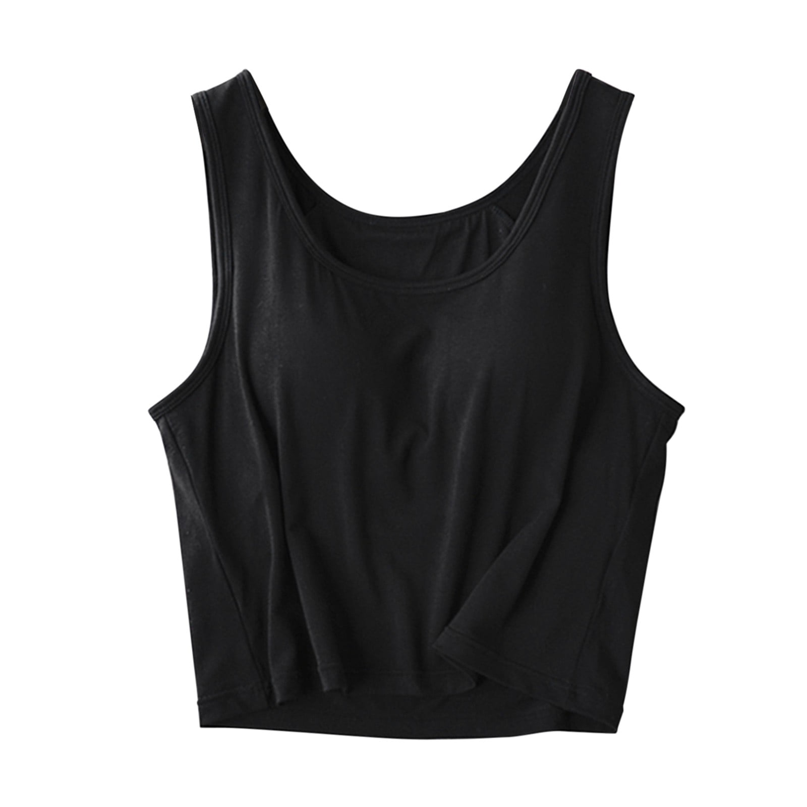 Yubnlvae Black Women's Solid Color with Chest Pad Bra One Tank Top ...