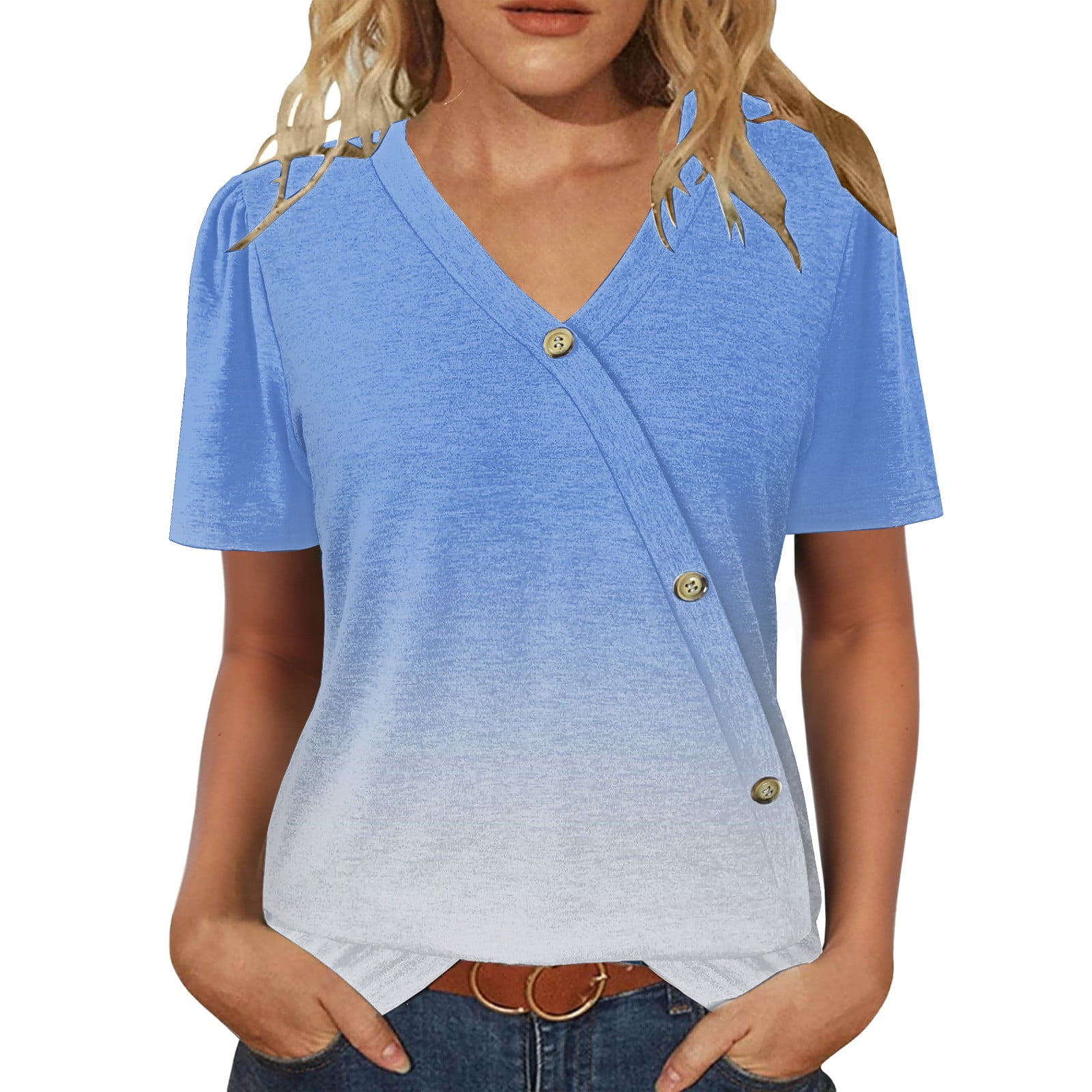 Yubnlvae Breezy Linen V-Neck Top with Eyelet Embroidery | Beach Cover-Ups & Date Night Outfits ...