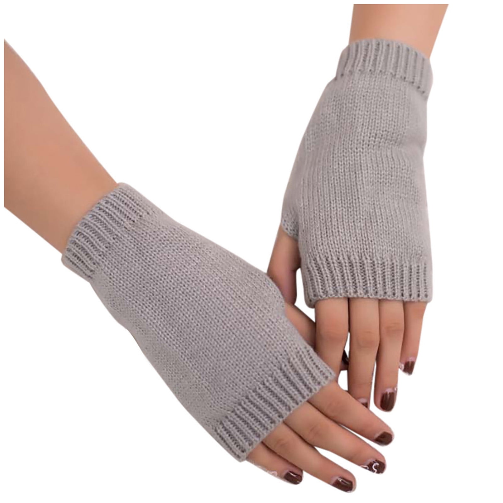 Yubnlvae Girl Fingerless Warm Knitted Women Winter Warm Gloves Mitten ...