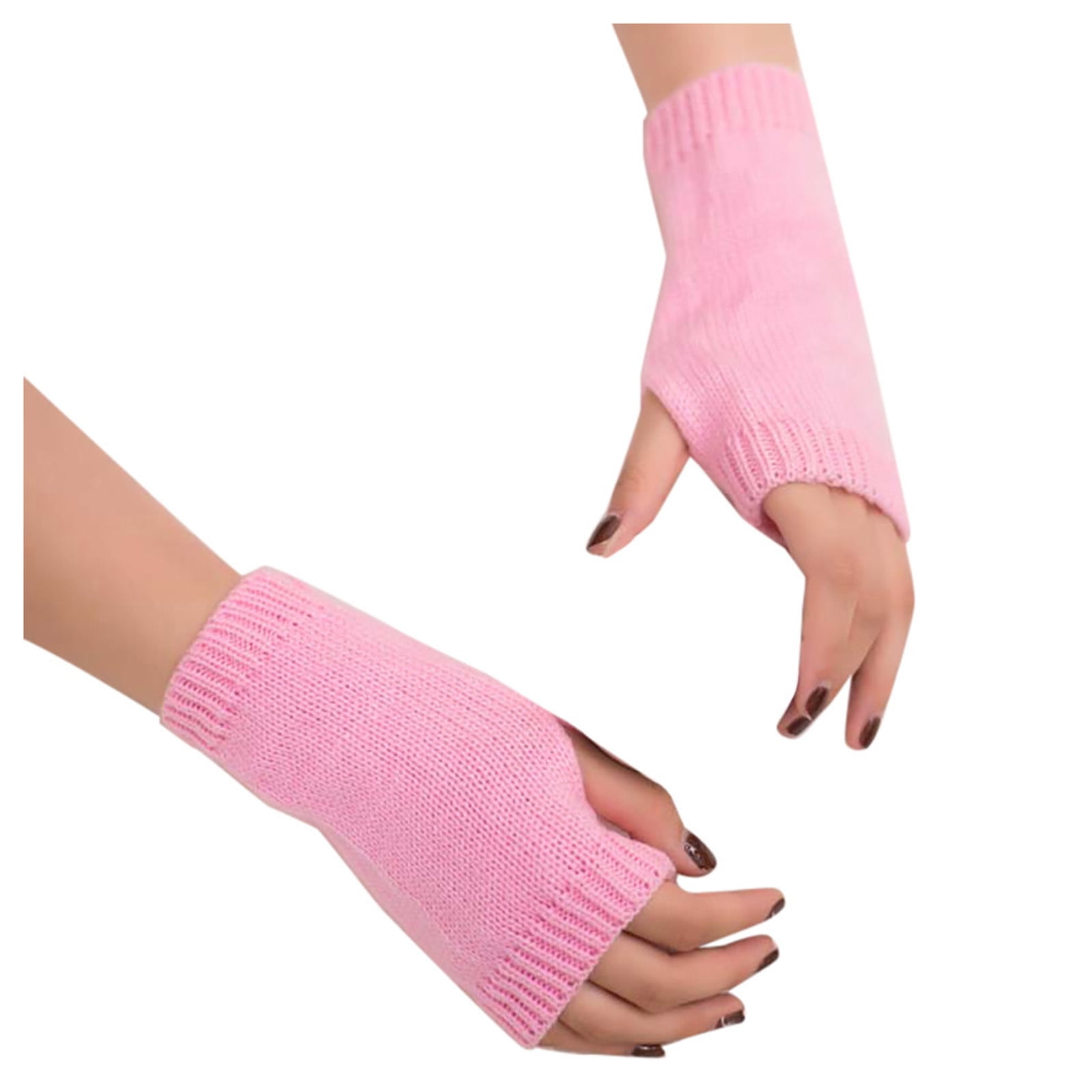 Yubnlvae Girl Fingerless Warm Knitted Women Winter Warm Gloves Mitten ...