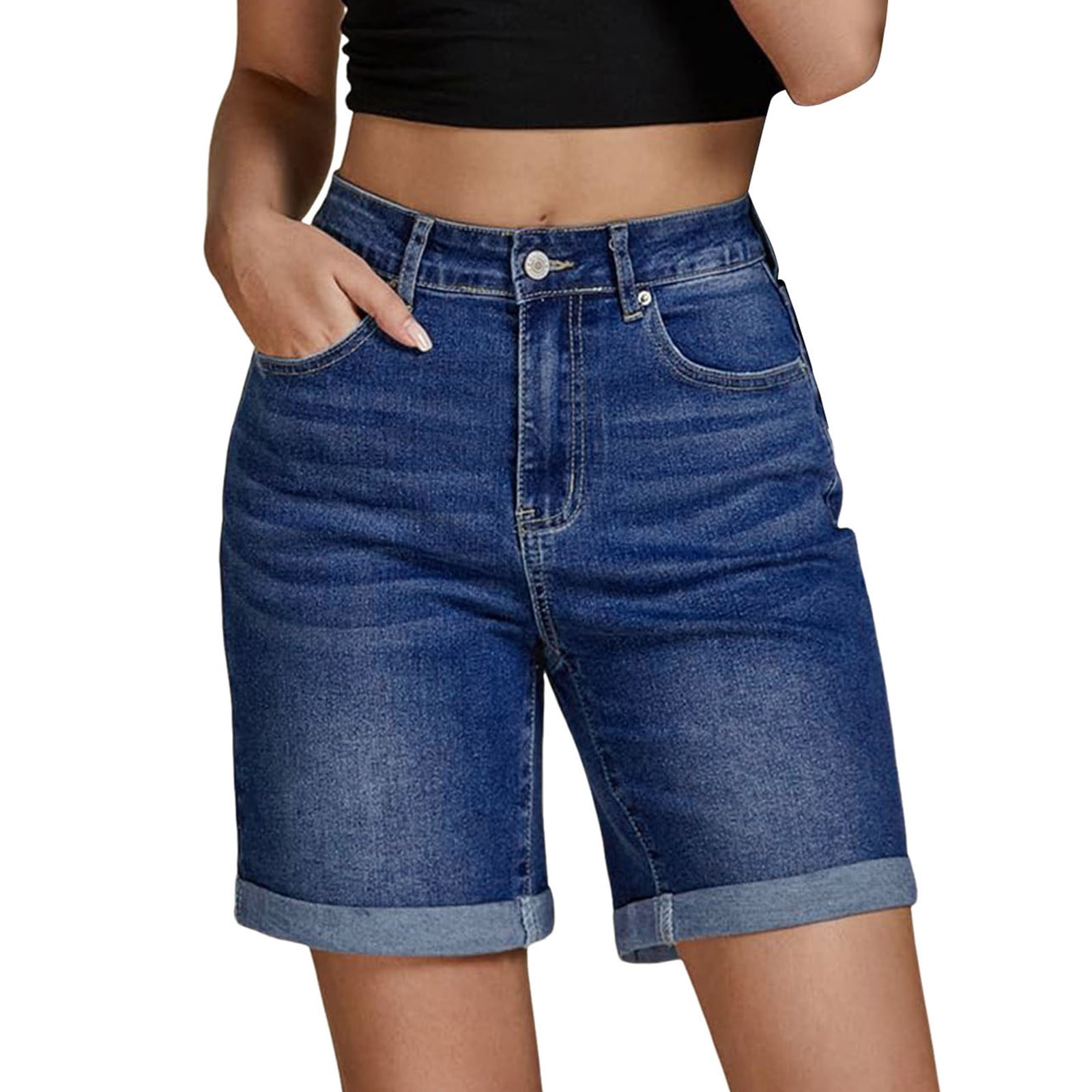 Yubnlvae High Waist Denim Shorts Women's Stretch Denim Shorts - High ...